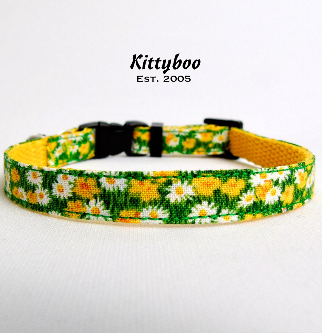 Daisy Buttercup Cat Collar, Tiny Kitten Collar, 3 Sizes, Breakaway Cat ...
