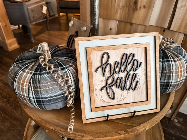 Fall Laser SVG Sign Hello Fall Pumpkins With Double Frame SVG Digital ...