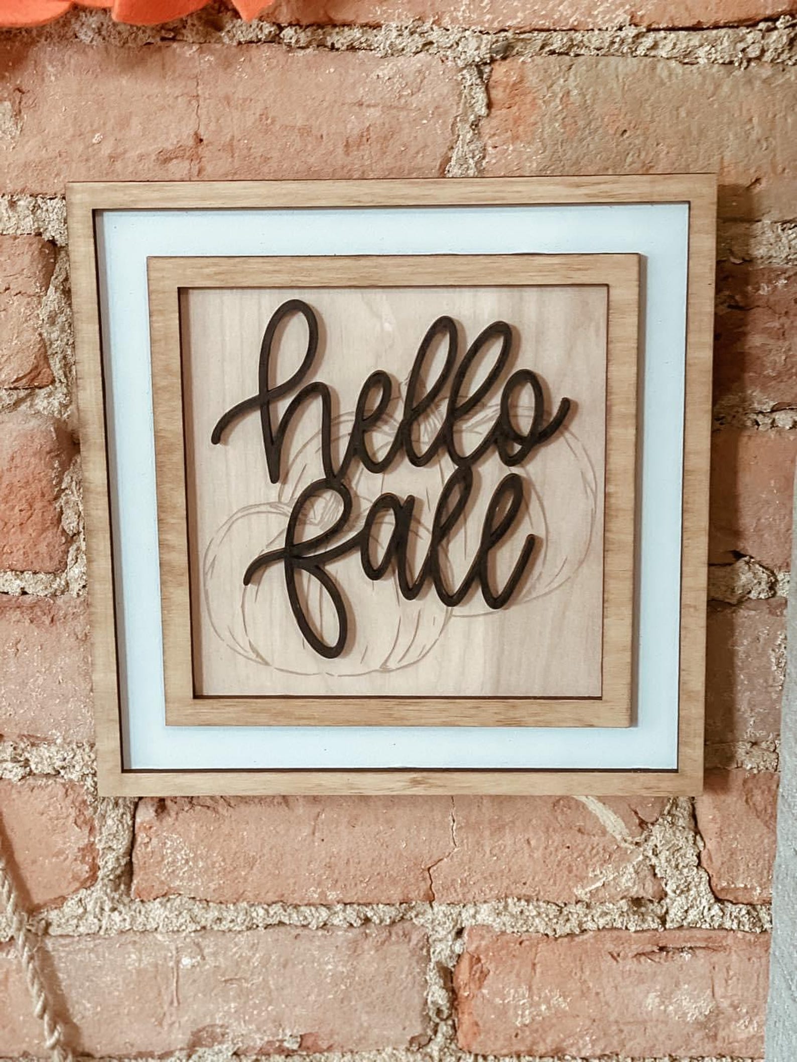 Fall Laser SVG Sign Hello Fall Pumpkins With Double Frame SVG Digital ...