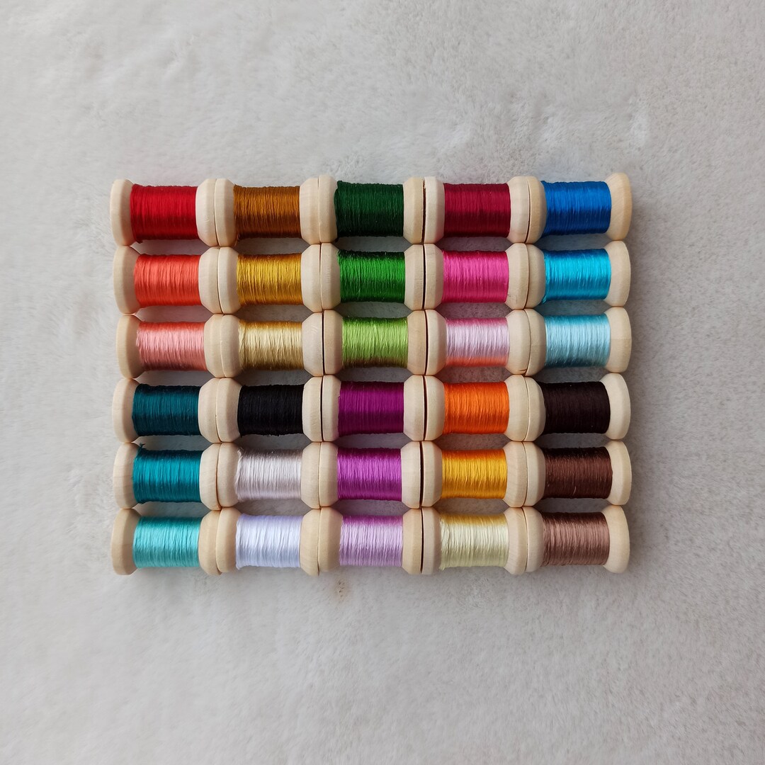 Embroidery Silk Spools | Pack of 30 Spools Hand-dyed 100% Natural ...