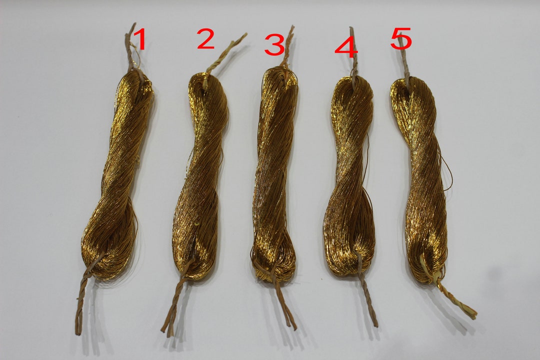 5 Skeins Gold Golden Metallic Thread for Hand Embroidery - Etsy