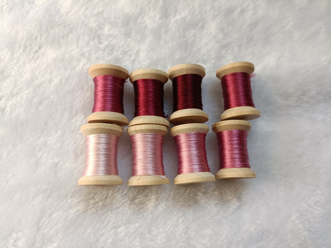Chinese Silk Thread 8 Spools Natural Mulberry Silk Embroidery Threads ...
