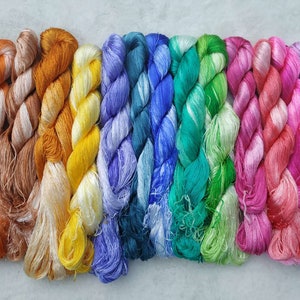 Variegated Embroidery Silk Thread | 13 Skeins Natural Mulberry Silk ...