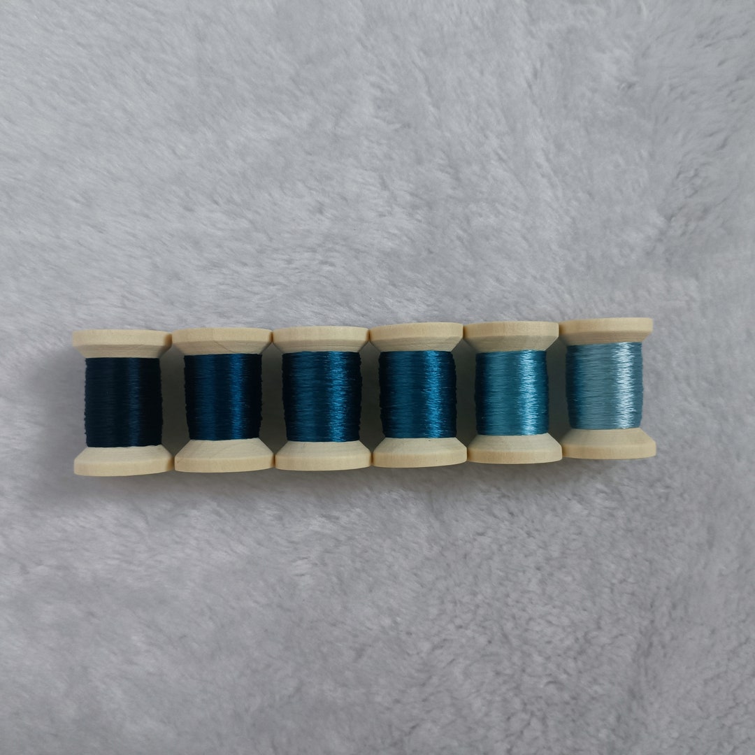 Silk Thread Blue 6 Spools Natural Mulberry Silk Embroidery Threads for ...