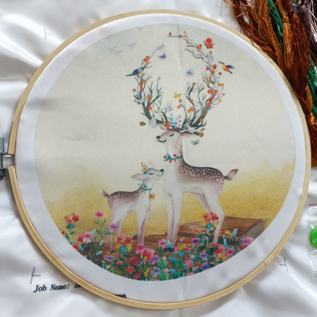 Chinese Style ELK MOOSE Silk Embroidery Designs,floral Embroidery ...