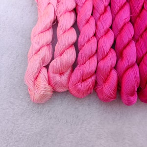 8 Skeins Pink Fuchsia Red Color Shades Mulberry Silk Threads for Hand ...