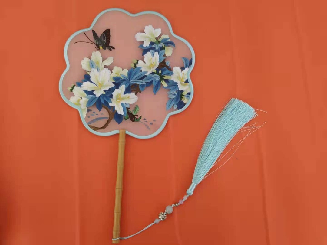 Chinese Fan Embroidery Fan Tassel Fan Oriental Chinese Double-sided ...