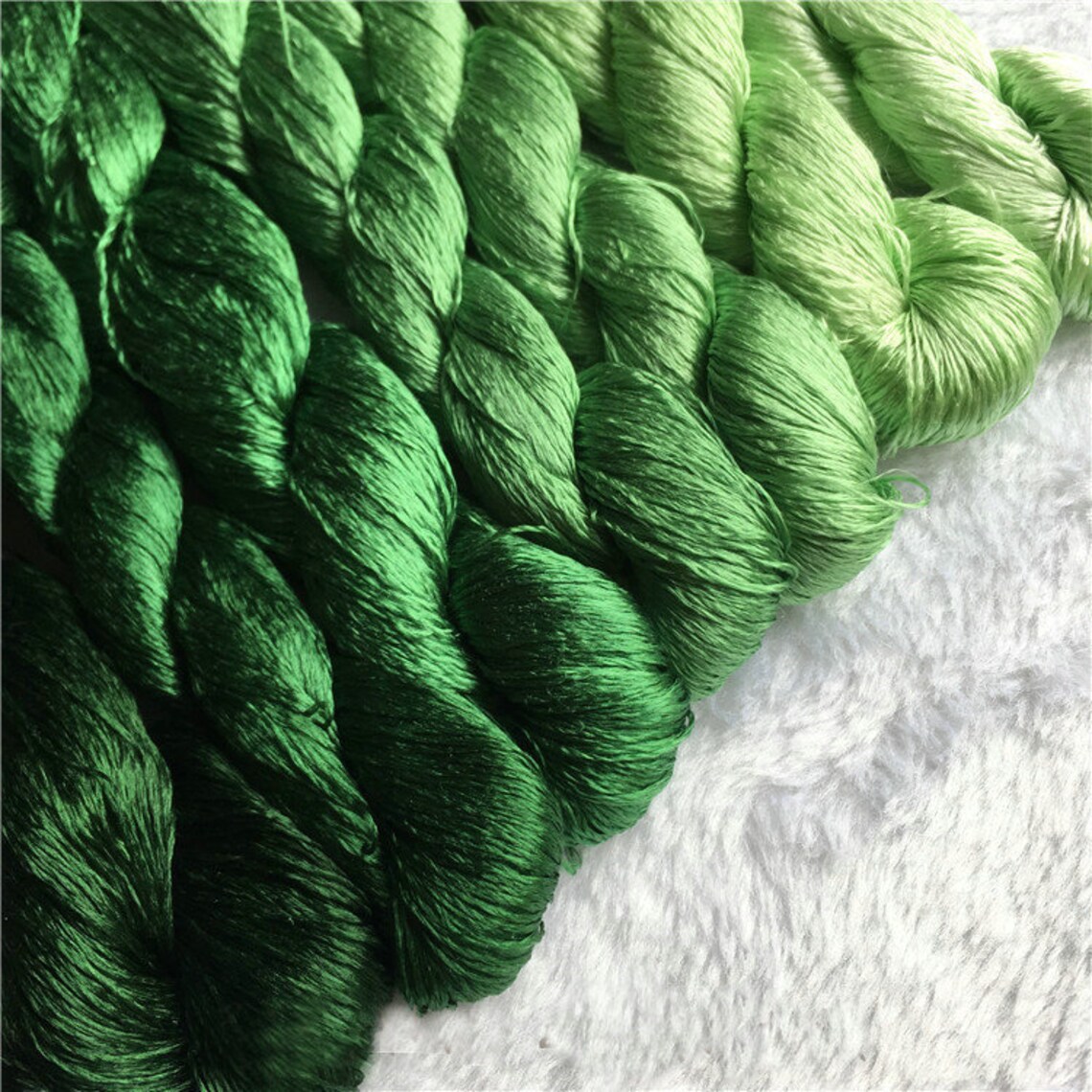 Silk Thread | 8 Skeins Hand-dyed 100% Natural Mulberry Silk Green ...
