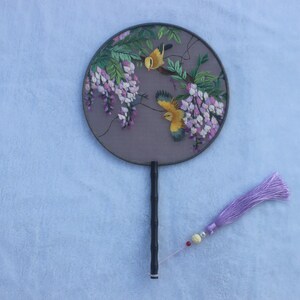 Suzhou Double-sided Fan Flower and Birds Handmade Embroidery Chinese ...