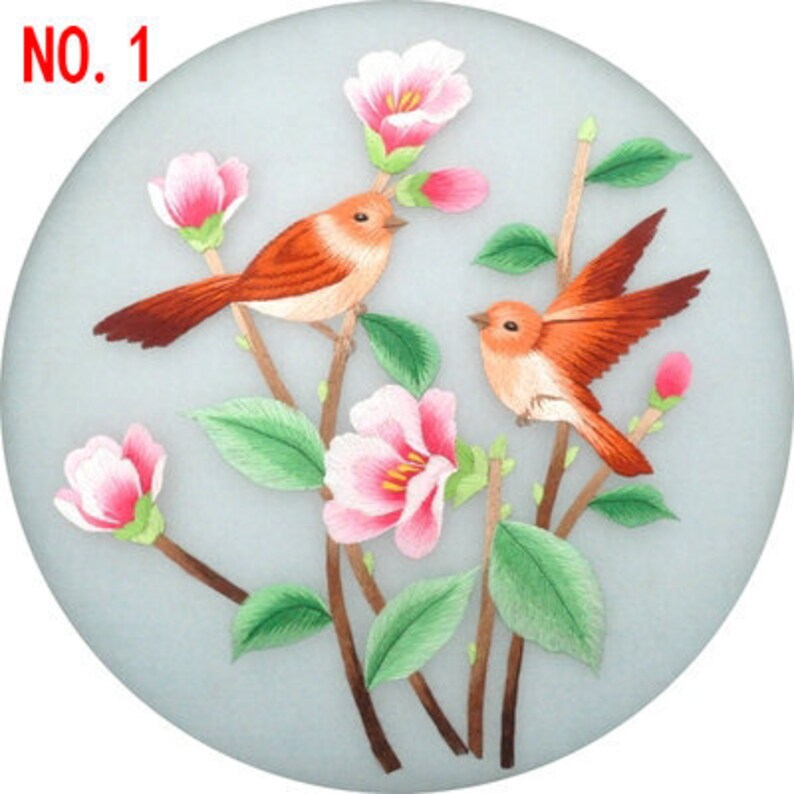 Suzhou Silk Embroidery DIY Kit | Floral & Bird Pattern, With Hoop - Etsy