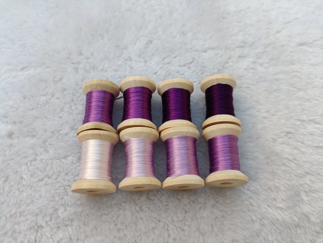 Chinese Silk Thread Purple 8 Spools Natural Mulberry Silk Embroidery ...
