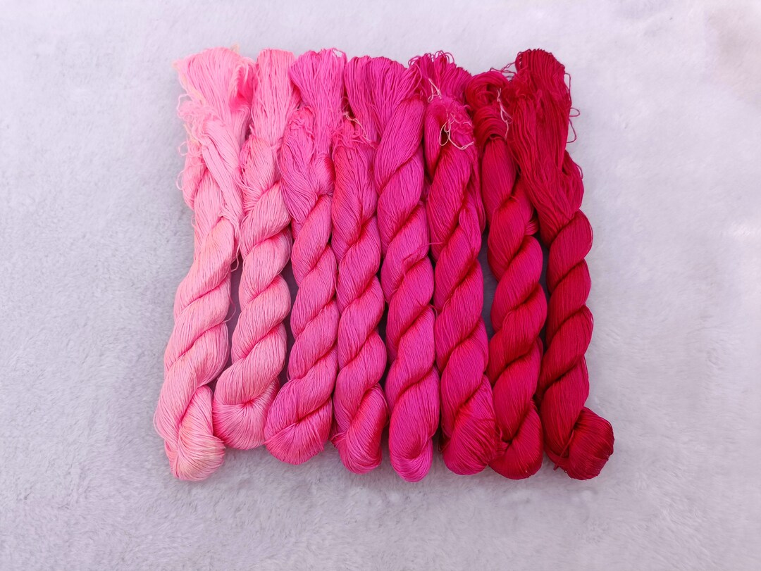 8 Skeins Pink Fuchsia Red Color Shades Mulberry Silk Threads for Hand ...