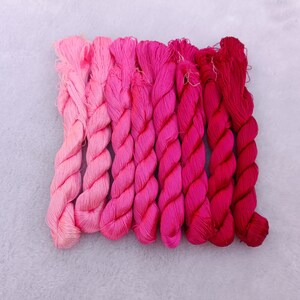 8 Skeins Pink Fuchsia Red Color Shades Mulberry Silk Threads for Hand ...
