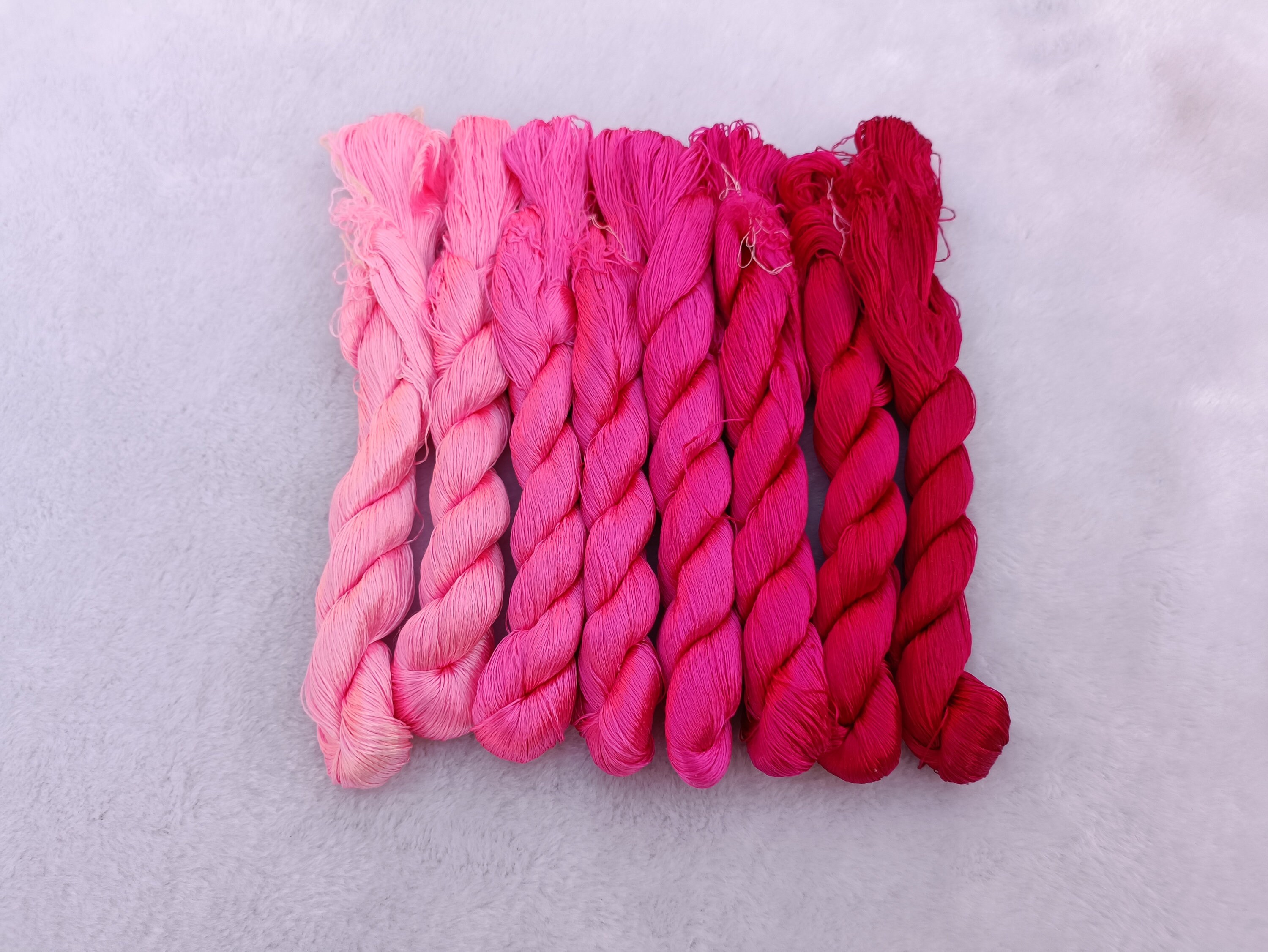 8 Skeins Pink Fuchsia Red Color Shades Mulberry Silk Threads for Hand ...
