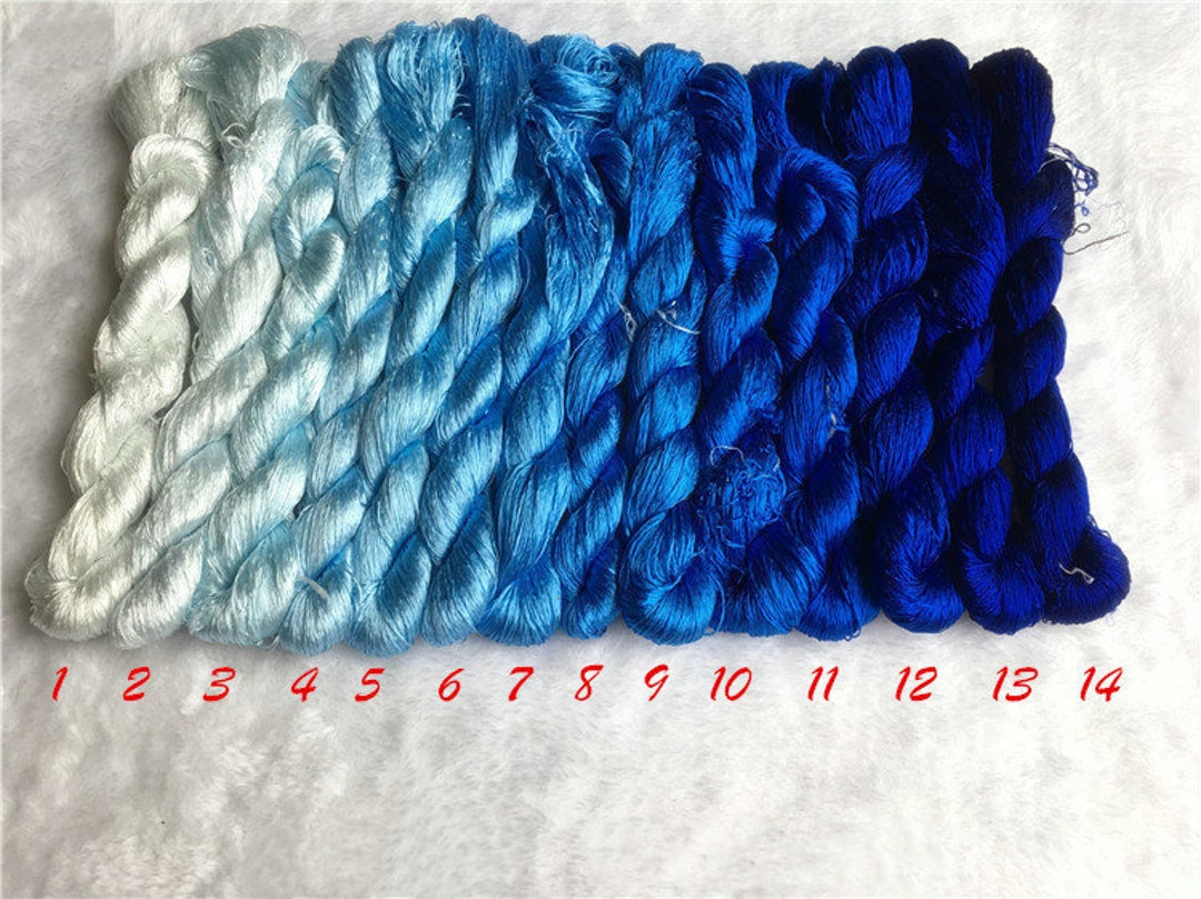 Royal Blue Silk Thread Floss14 Skeins Hand-dyed 100% Natural Mulberry ...