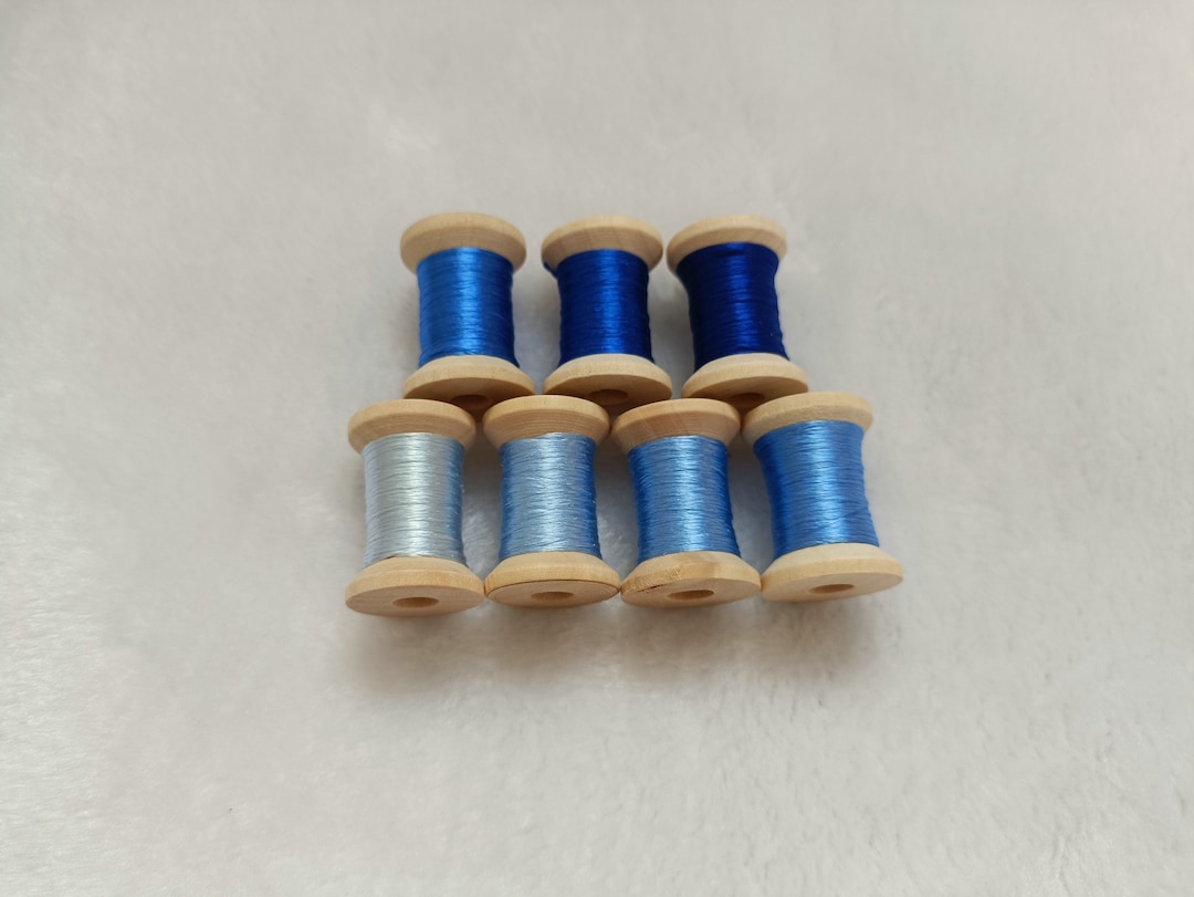 Silk Thread Blue 7 Spools Natural Mulberry Silk Embroidery Threads for ...