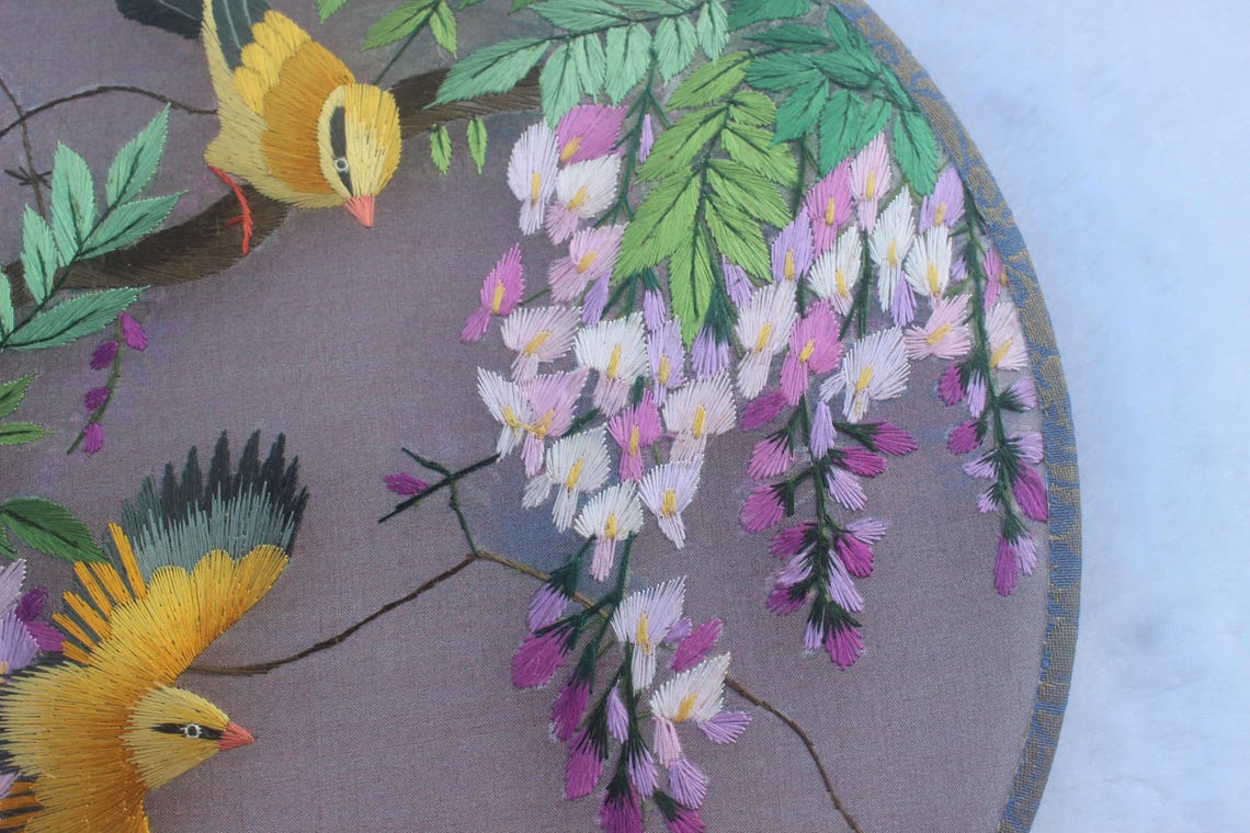 Handmade Double-sided Silk Embroidery Fan: Birds and Flowers, Suzhou ...