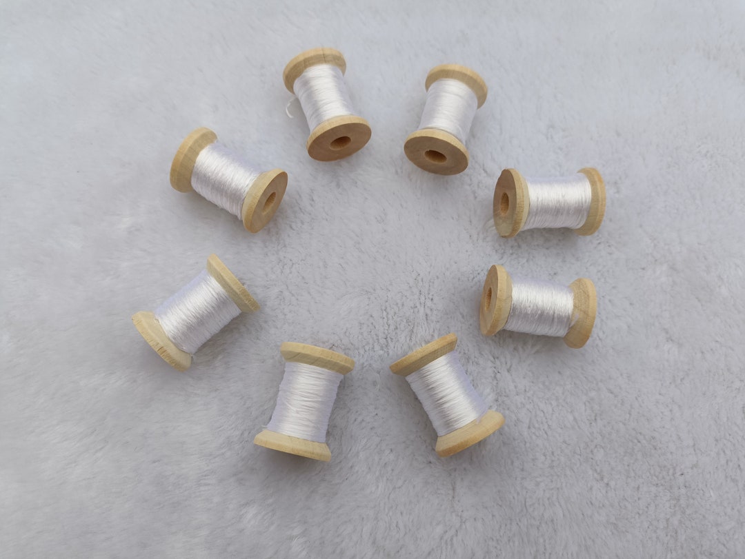 Chinese Silk Thread Bright White 8 Spools Natural Mulberry Silk ...