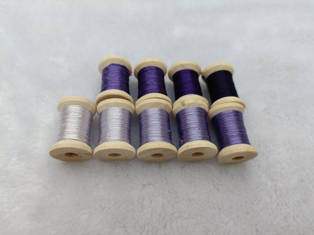 Pure Purple Silk Thread 9 Spools Natural Mulberry Silk Embroidery ...
