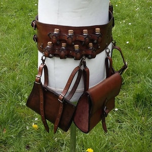 Kit Leather Alchemist's Belt Potion Bandolier Thief Belt Bag and ...