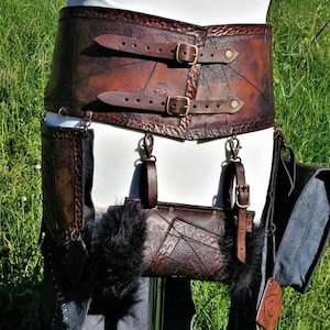 Leather Belt Tassets Faulds Skirt Armor of Tribal Barbarian With Rune ...