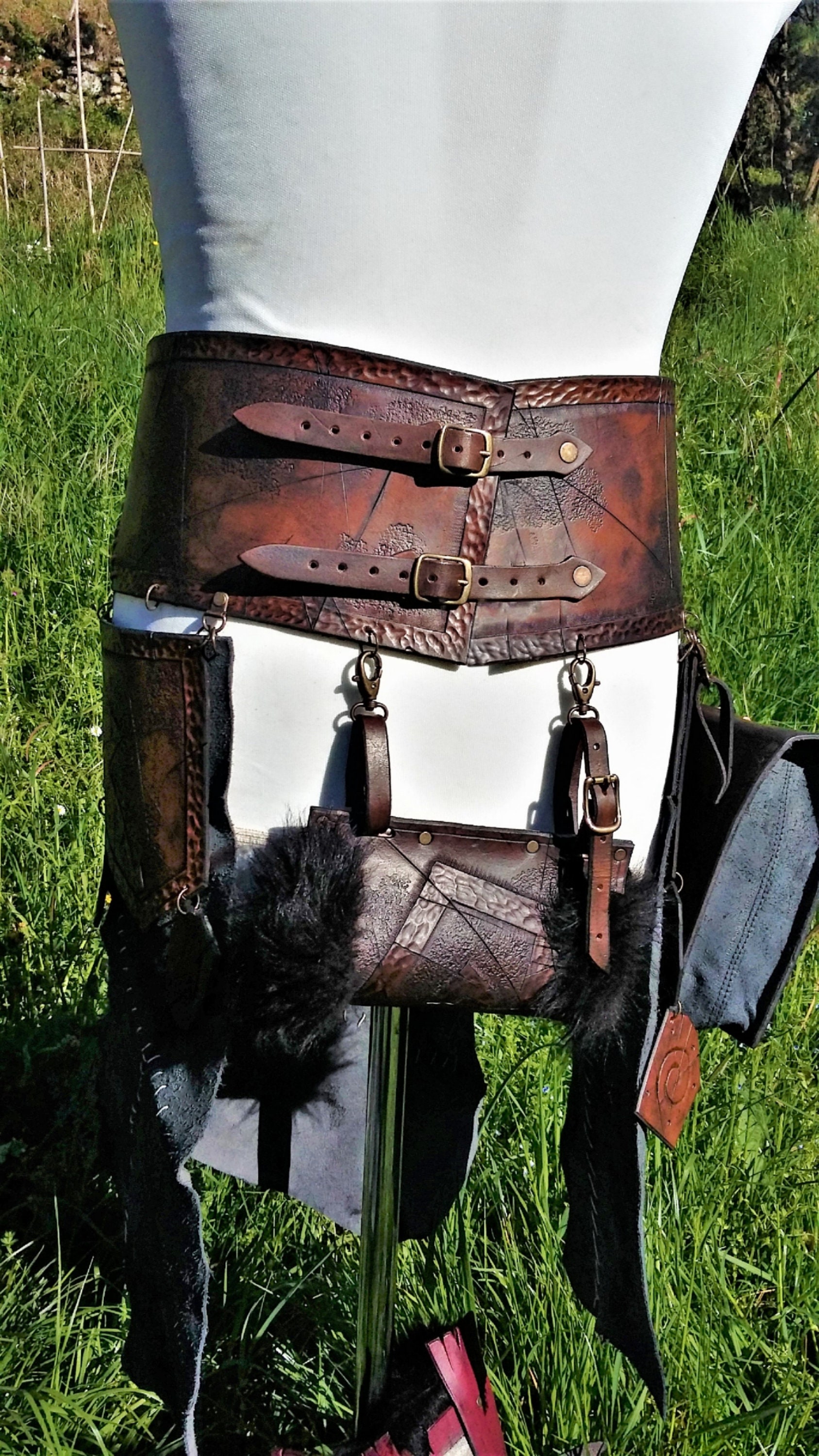 Leather Belt Tassets Faulds Skirt Armor of Tribal Barbarian | Etsy