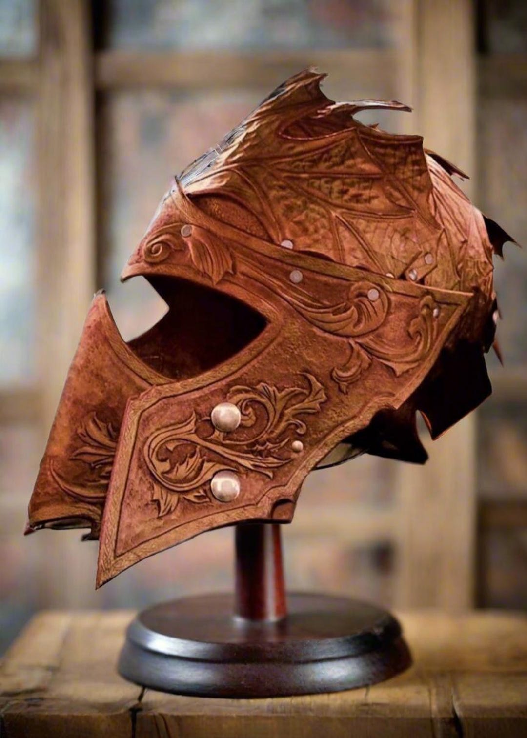 Handmade Leather LARP Helmet - Warrior Gladiator or Elven Custom ...