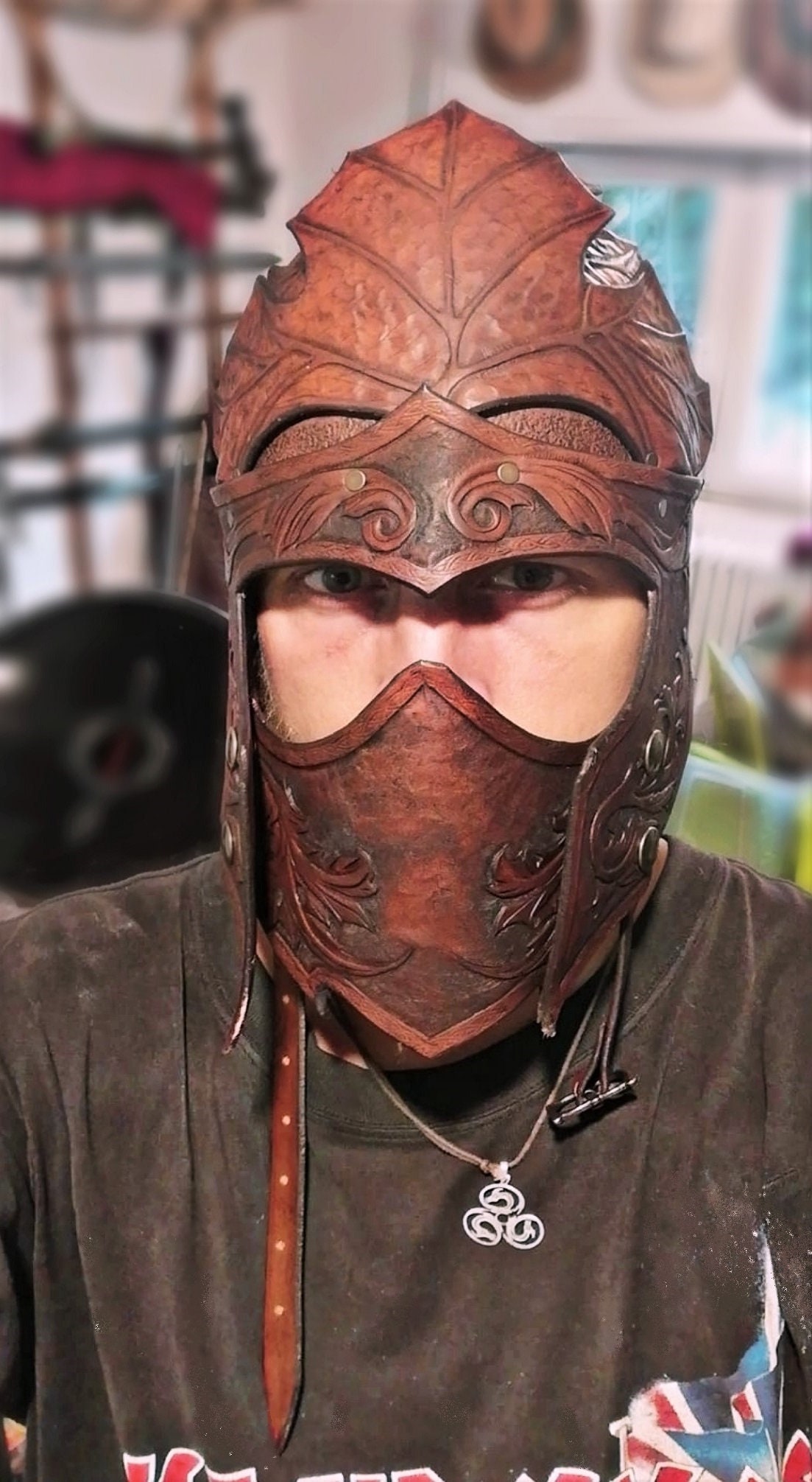 Leather Helmet Handmade High Quality Larp Accessory Leaf - Etsy