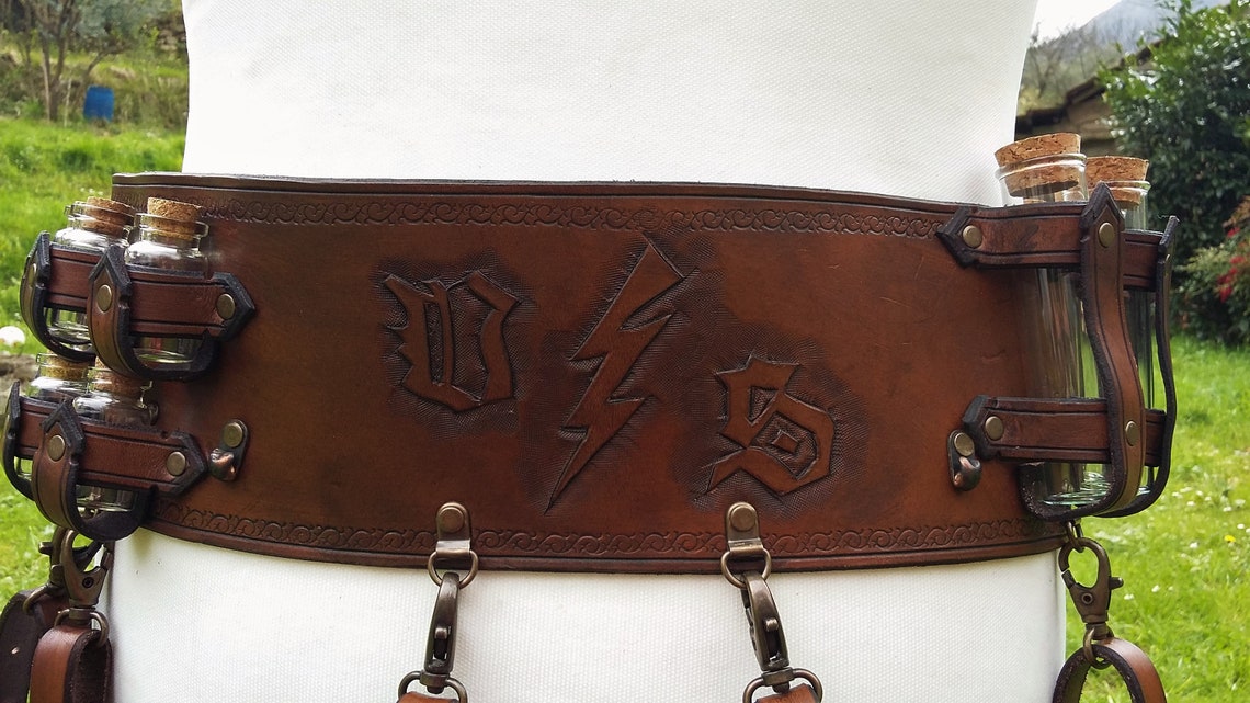 Kit leather alchemist's belt potion bandolier thief belt | Etsy