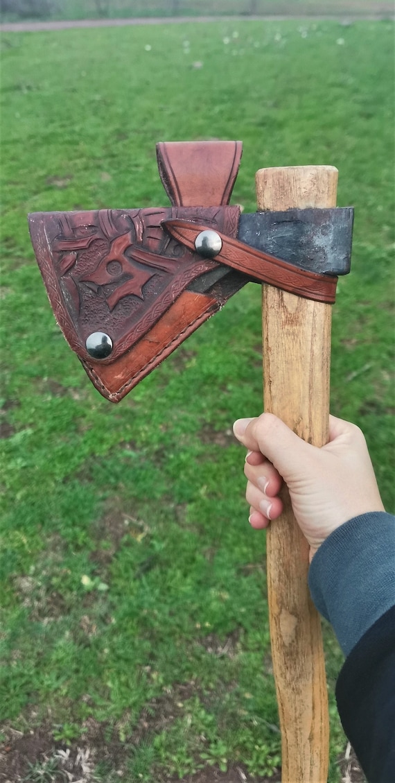 Leather Axe Engraved COVER Sheath Handmade High Quality | Etsy