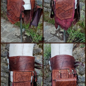 Leather Belt Tassets Faulds Skirt Armor of Tribal Barbarian With Rune ...