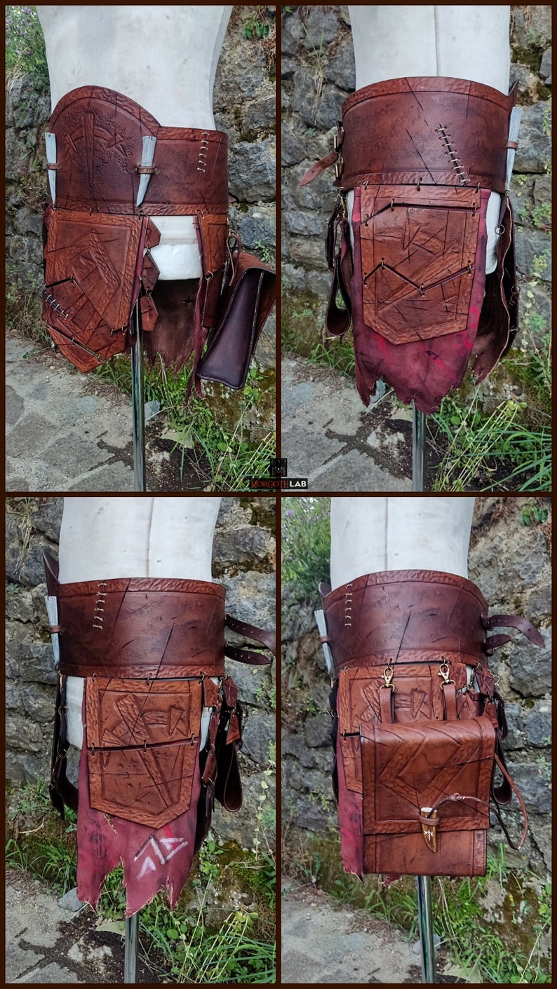 Leather Belt Tassets Faulds Skirt Armor of Tribal Barbarian - Etsy