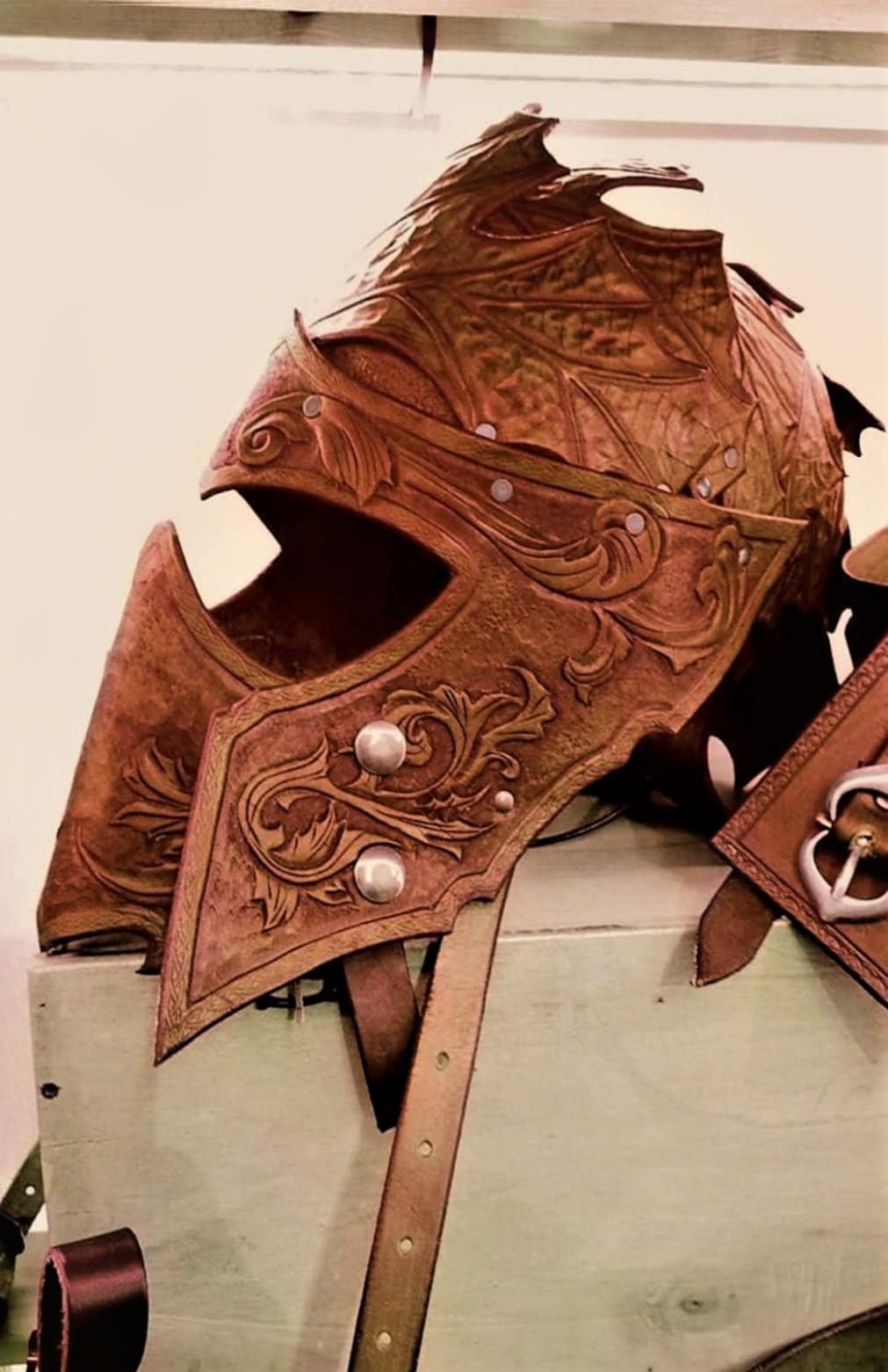 Leather Helmet Handmade High Quality Larp Accessory Leaf - Etsy