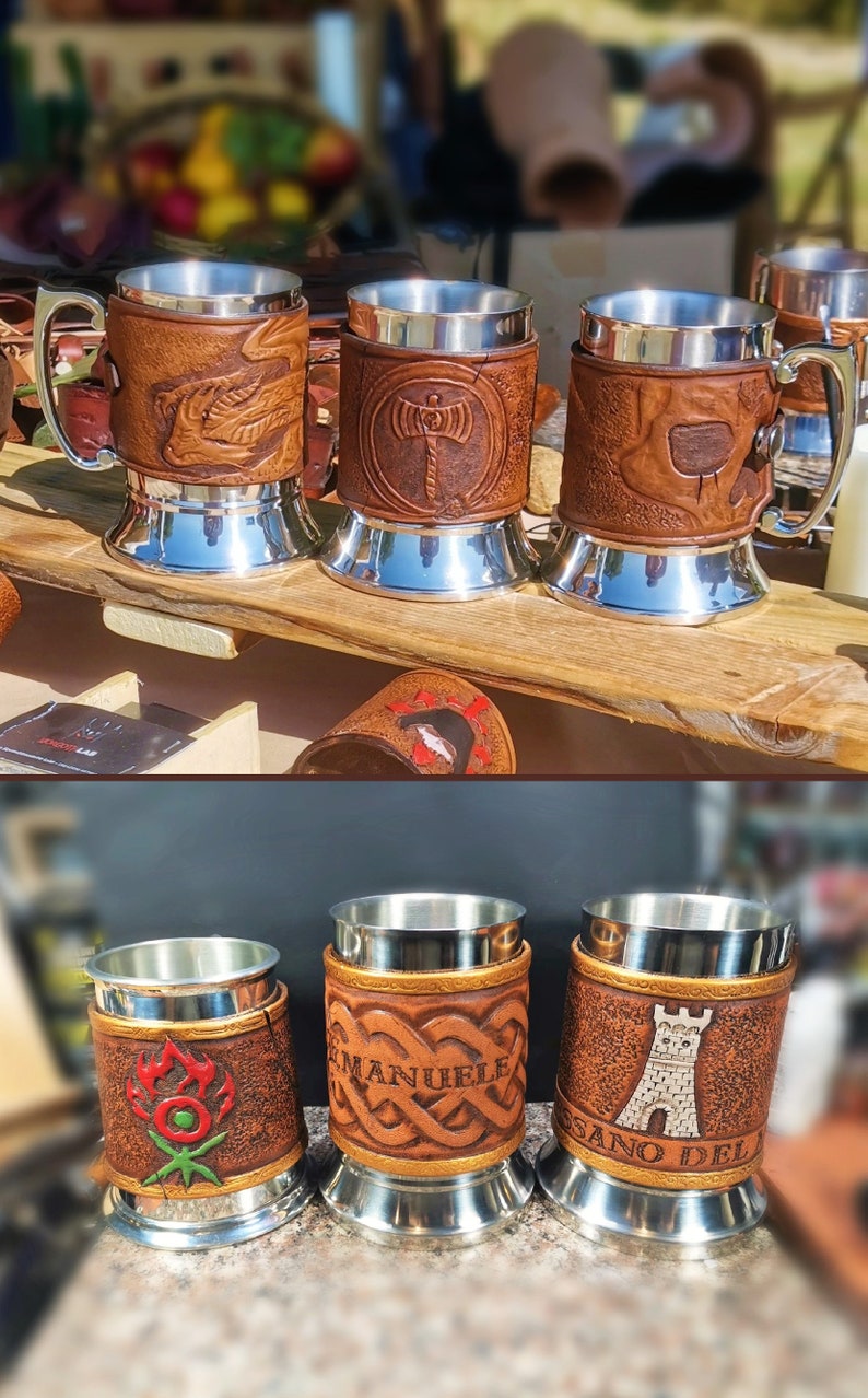 Boccale PERSONALIZZATO per birra vino in cuoio italiano larp - Etsy Italia