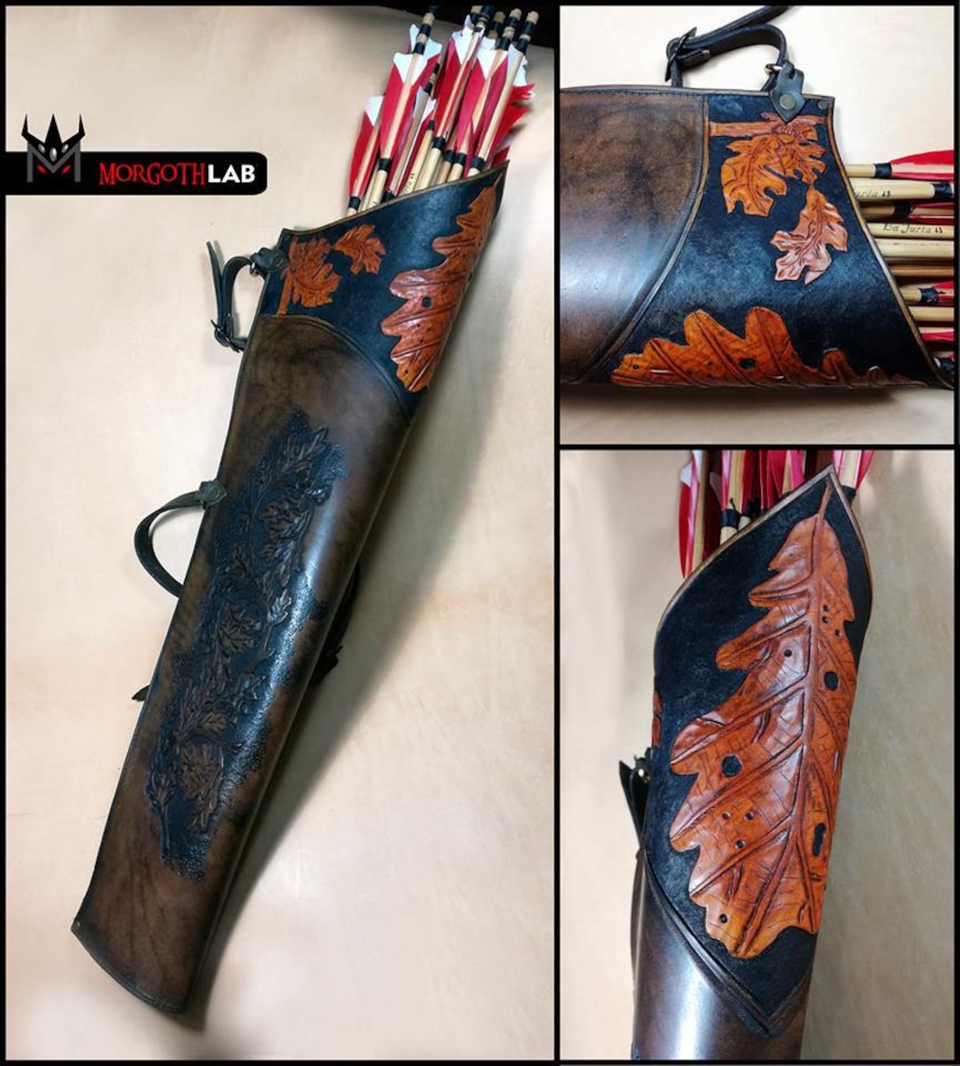 Leather Quiver With Oak Leaf Archer Elf Pixie Ranger Larp Cosplay ...