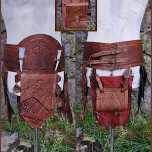 Leather Belt Tassets Faulds Skirt Armor of Tribal Barbarian With Rune ...