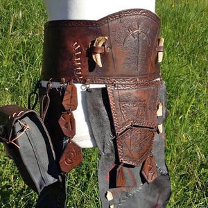 Leather Belt Tassets Faulds Skirt Armor of Tribal Barbarian With Rune ...
