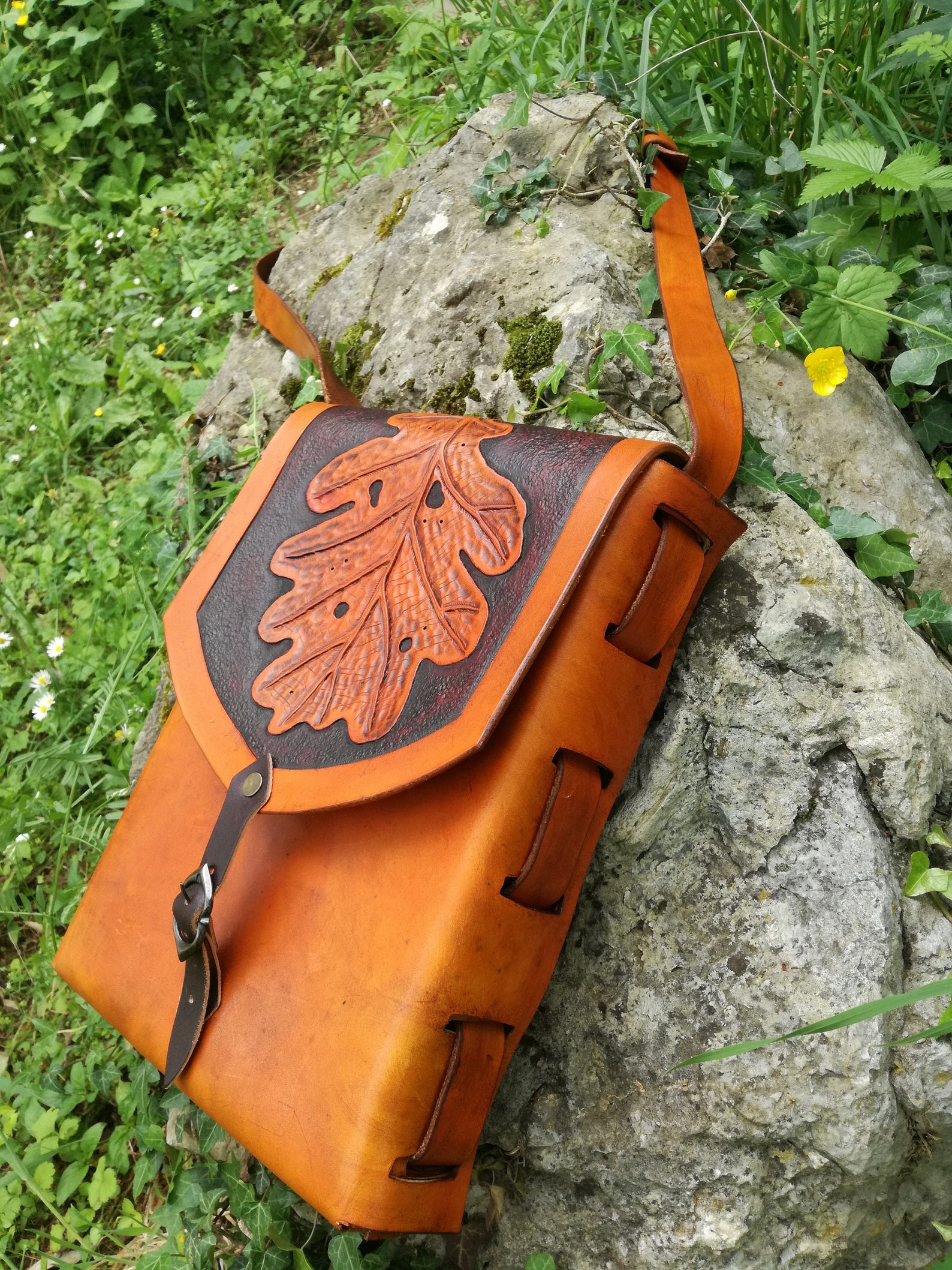 Leather Rectangular TOTE BAG Purse With Leaf Elf CUSTOM High - Etsy