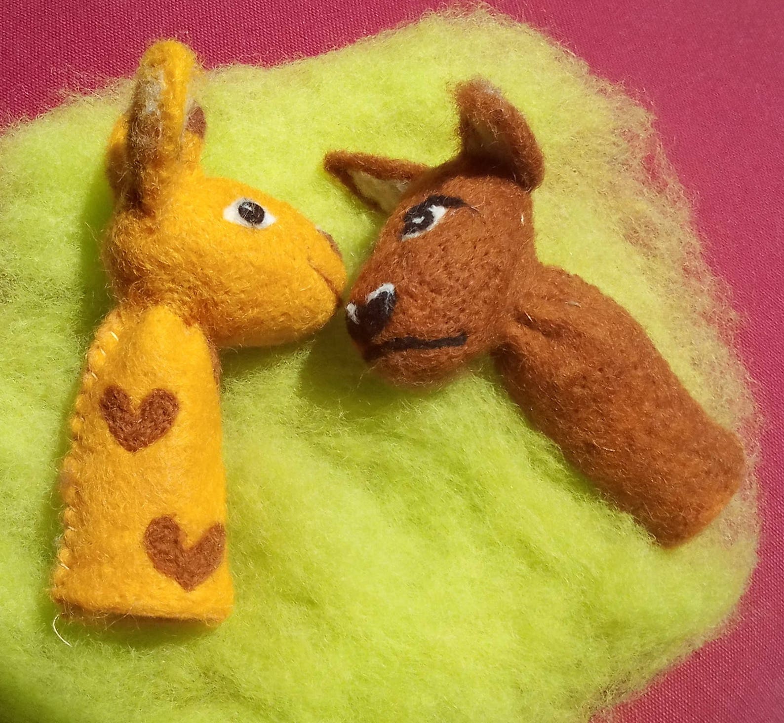 Wool Finger Puppets, Giraffe and Jackal - Etsy