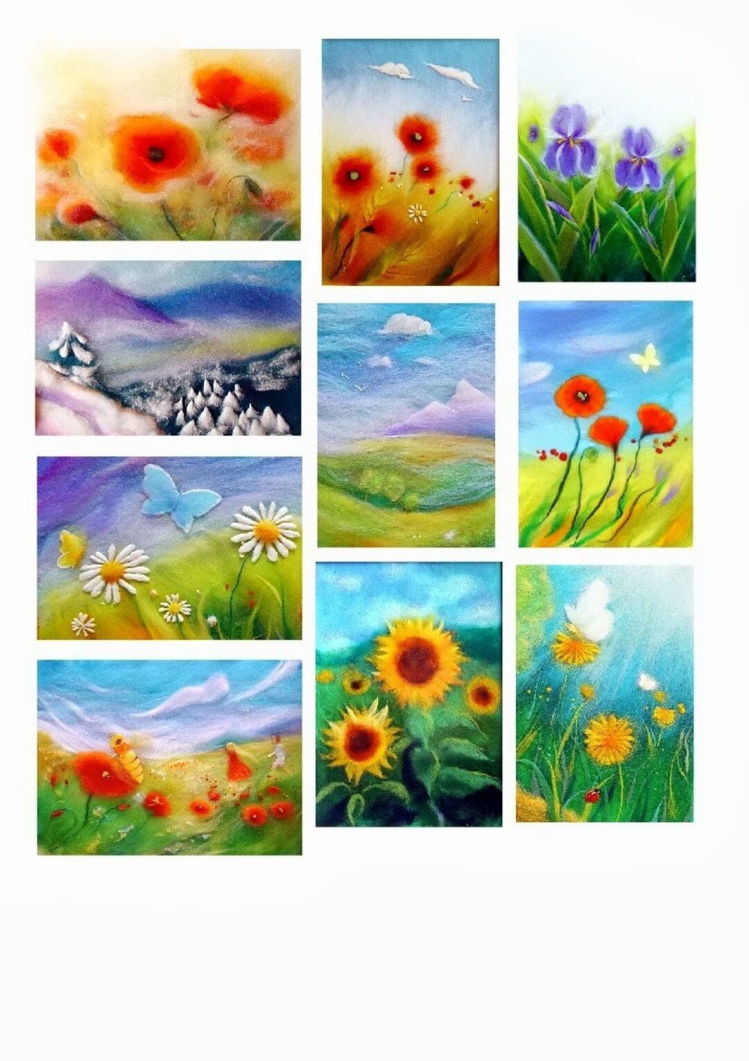 Ten flowers and Landscapes Maps - Etsy