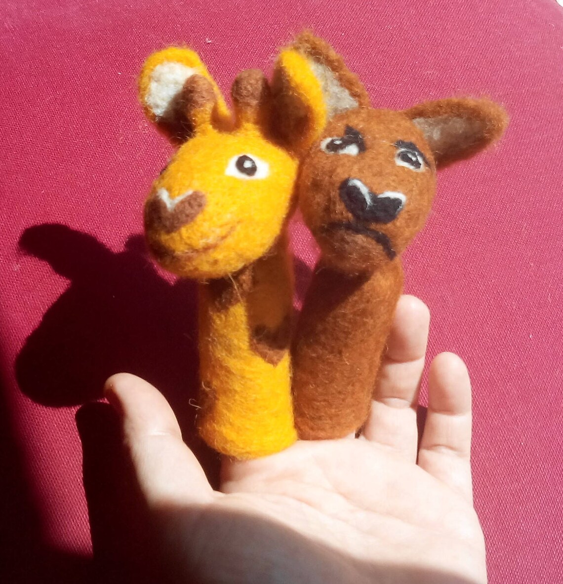 Wool Finger Puppets, Giraffe and Jackal - Etsy