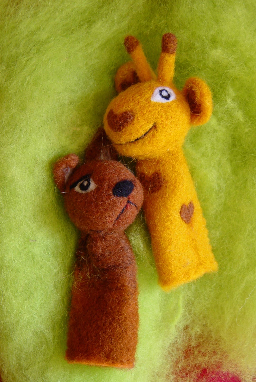 Finger Puppets, Giraffe and Jackal Made of Wool - Etsy