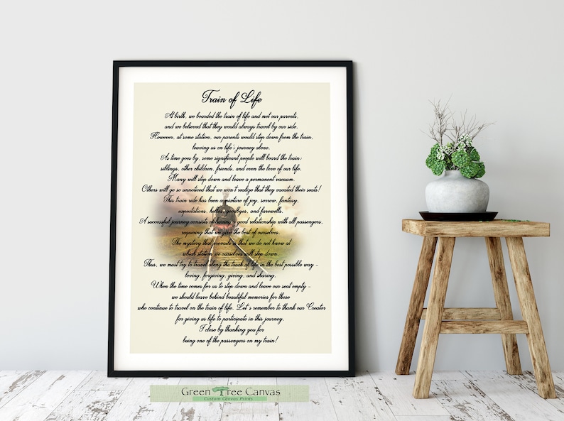 Life is Like a Journey on a Train Poem, Print Without a Frame ...