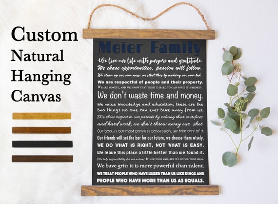 Famly Values Wall Art Personalized Family Rules Hanging | Etsy