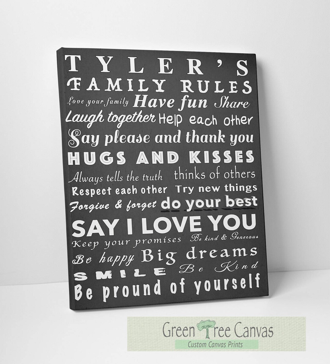 Family Rules Sign, Rules Sign Personalize Canvas,all Family Have They ...
