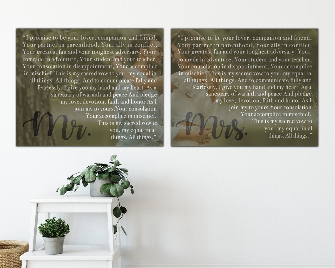Wedding Vows Art Vows on Canvas Wedding Vows Print - Etsy
