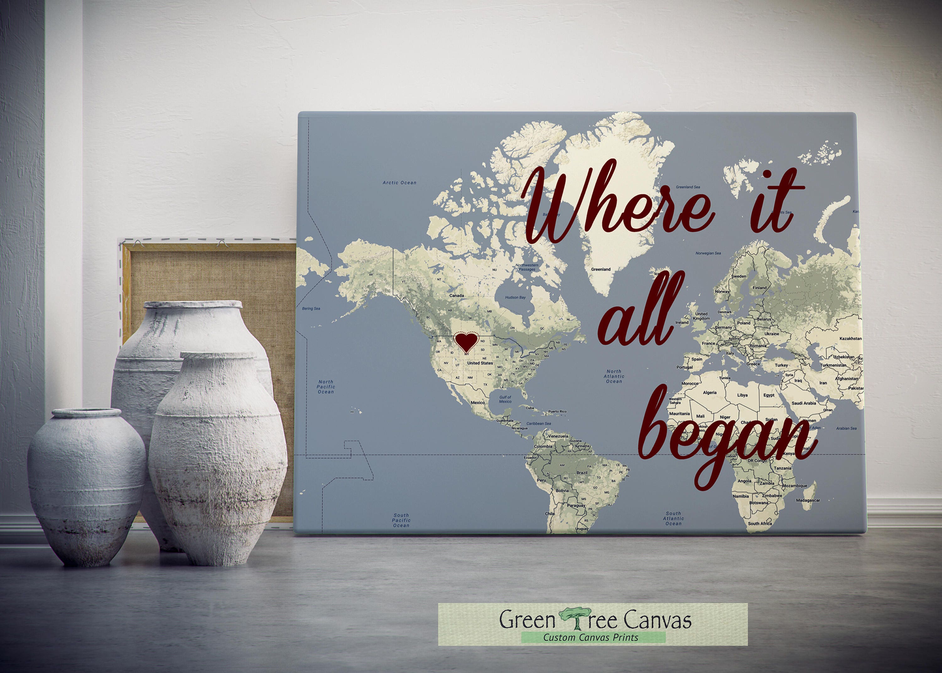 Map of World, World With Wood Effect, Wood Canvas Map, Canvas Frame ...