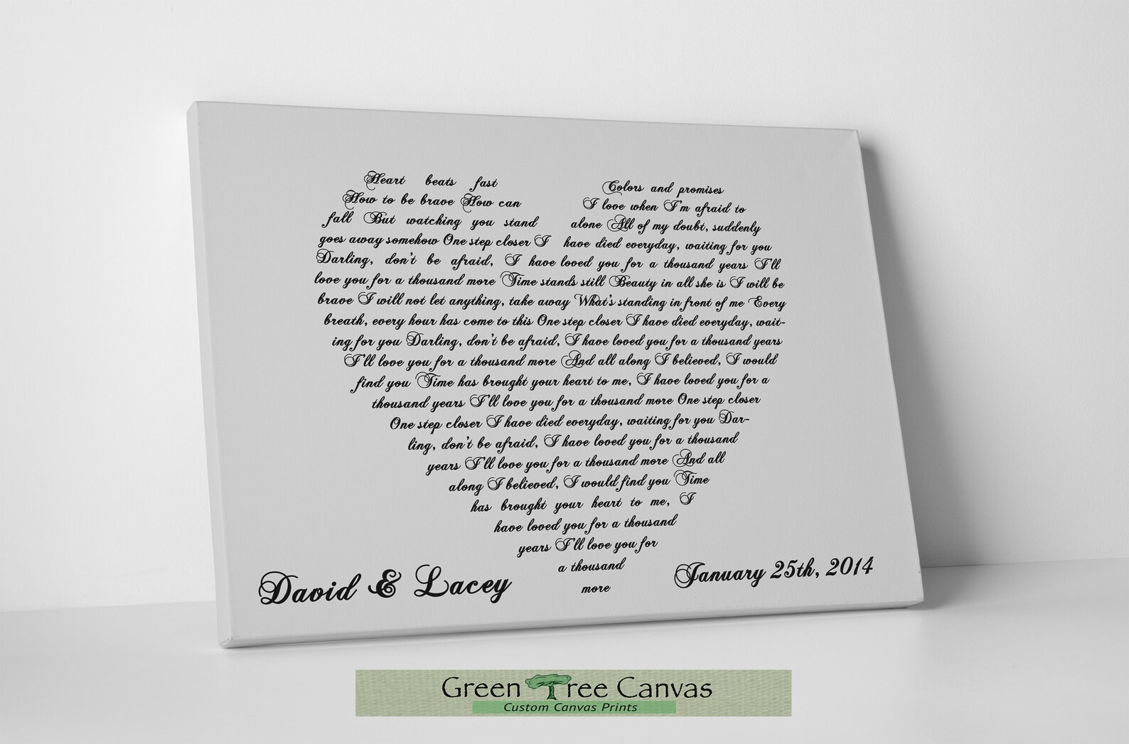 Wedding Song, Heart Shape, Poem Print, Lyrics on Canvas, Words in Heart ...