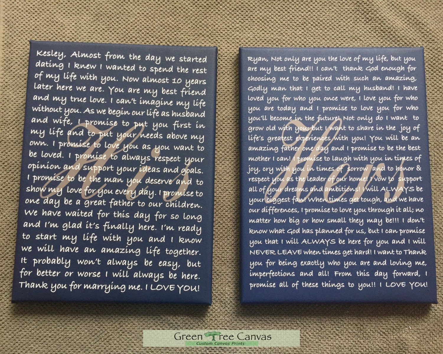 Wedding Vows Art Vows on Canvas Wedding Vows Print - Etsy