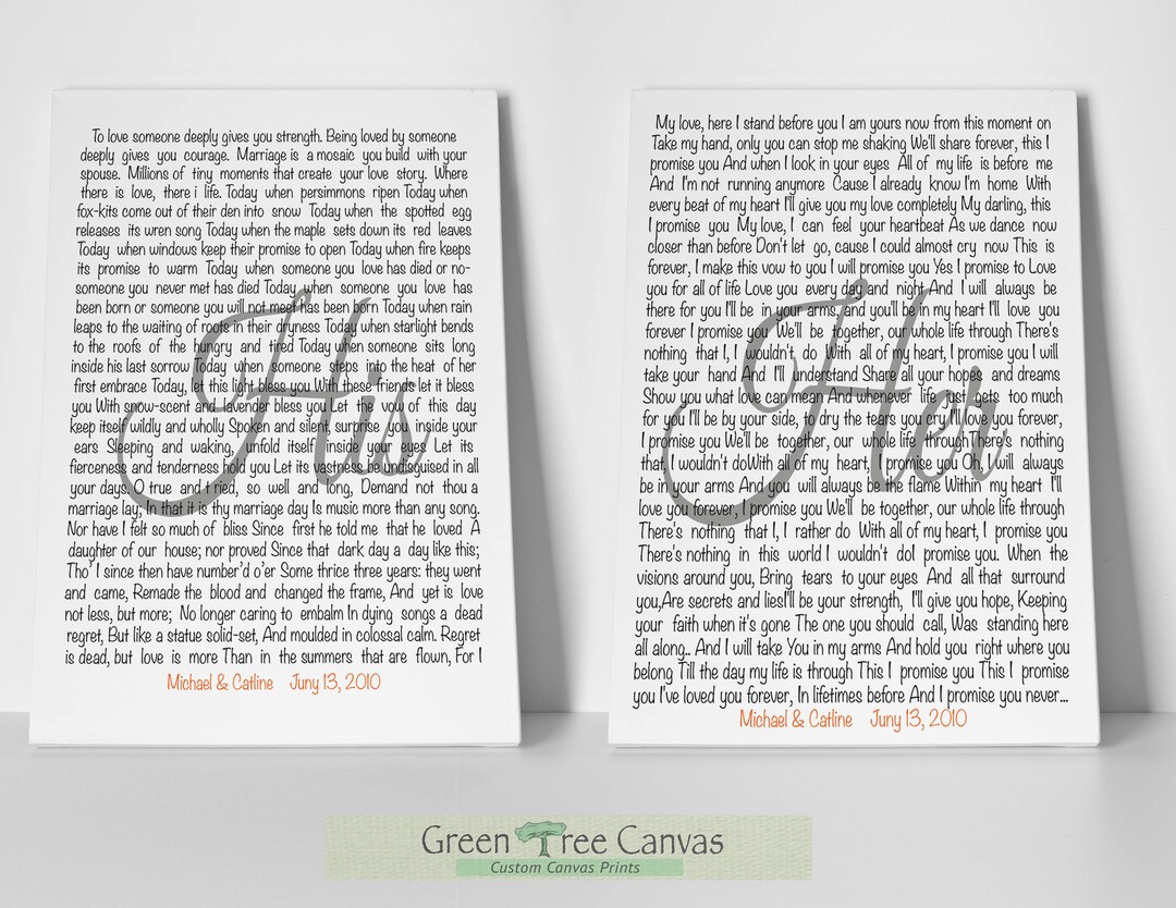 Wedding Vows Sign His and Her Customized Vows Wedding Vow Print Large ...